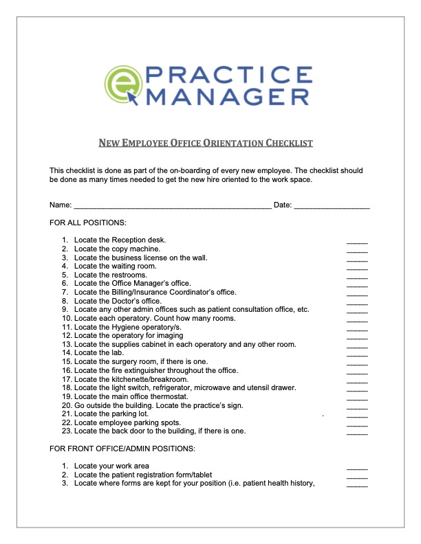 Click here to download a copy of our Orientation Checklist Template.